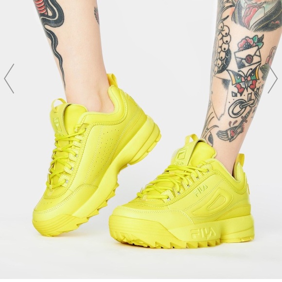 Fila | Shoes | New Neon Highlighter Yellow Fila Disruptor Sneakers ...